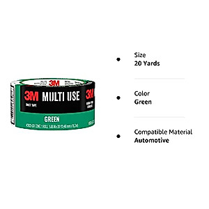 3M Multi-Use Colored Duct Tape, Green with Strong Adhesive and Water-Resistant Backing, Multi-Surface 3M Duct Tape for Indoor and Outdoor Use, 1.88 Inches x 20 Yards, 1 Roll (3920-GR)