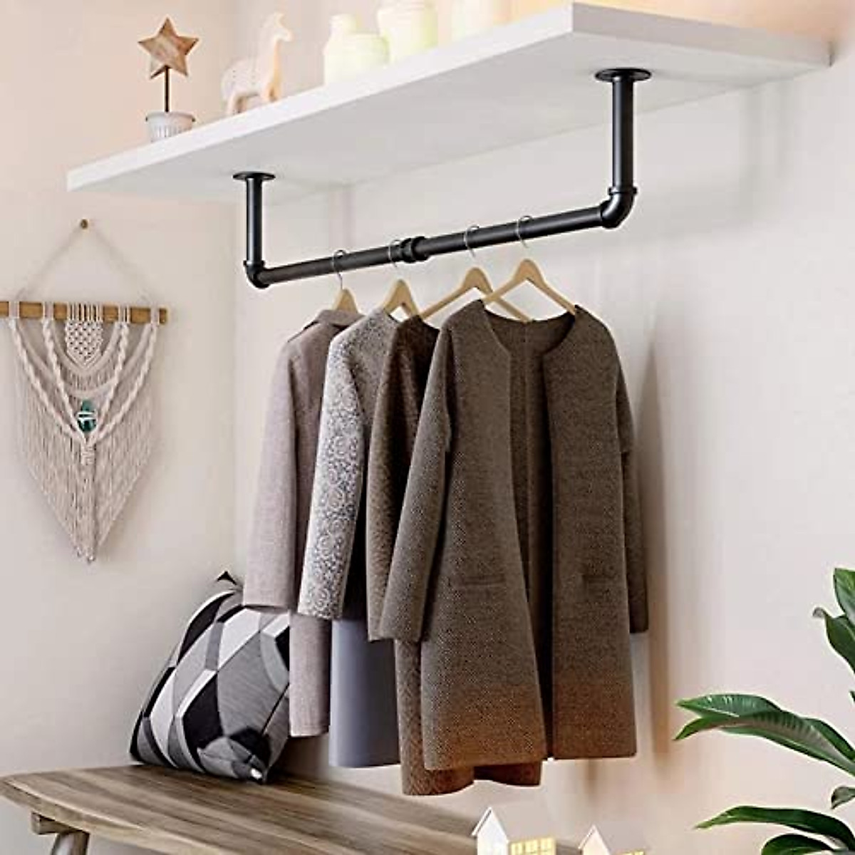 YASEZ Reusable 1 Set Practical Hanging Storage Rack Wrought Iron Clothes Hanger Anti-Scratch for Laundry Room