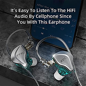 CCA NRA in Ear Monitor Earbuds Musicians Wired in-Ear Earphones Isolation Headphones for Cellphones Laptops Tablet Telephones, Gaming, Video, Music, Calling (Cyan, Without mic)