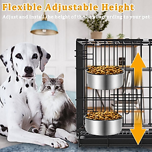 Vayugo Dog Crate Bowls, 2 Pack Stainless Steel Kennel Water Food Bowls with Clamp, Anti-Spill Hanging Pet Metal Bowls for Small Medium Large Dogs Use in Cage Kennel Crate