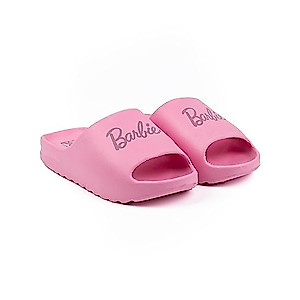 Barbie Girls Sliders Kids Teens Pink Doll Logo Sandals Summer Shoes