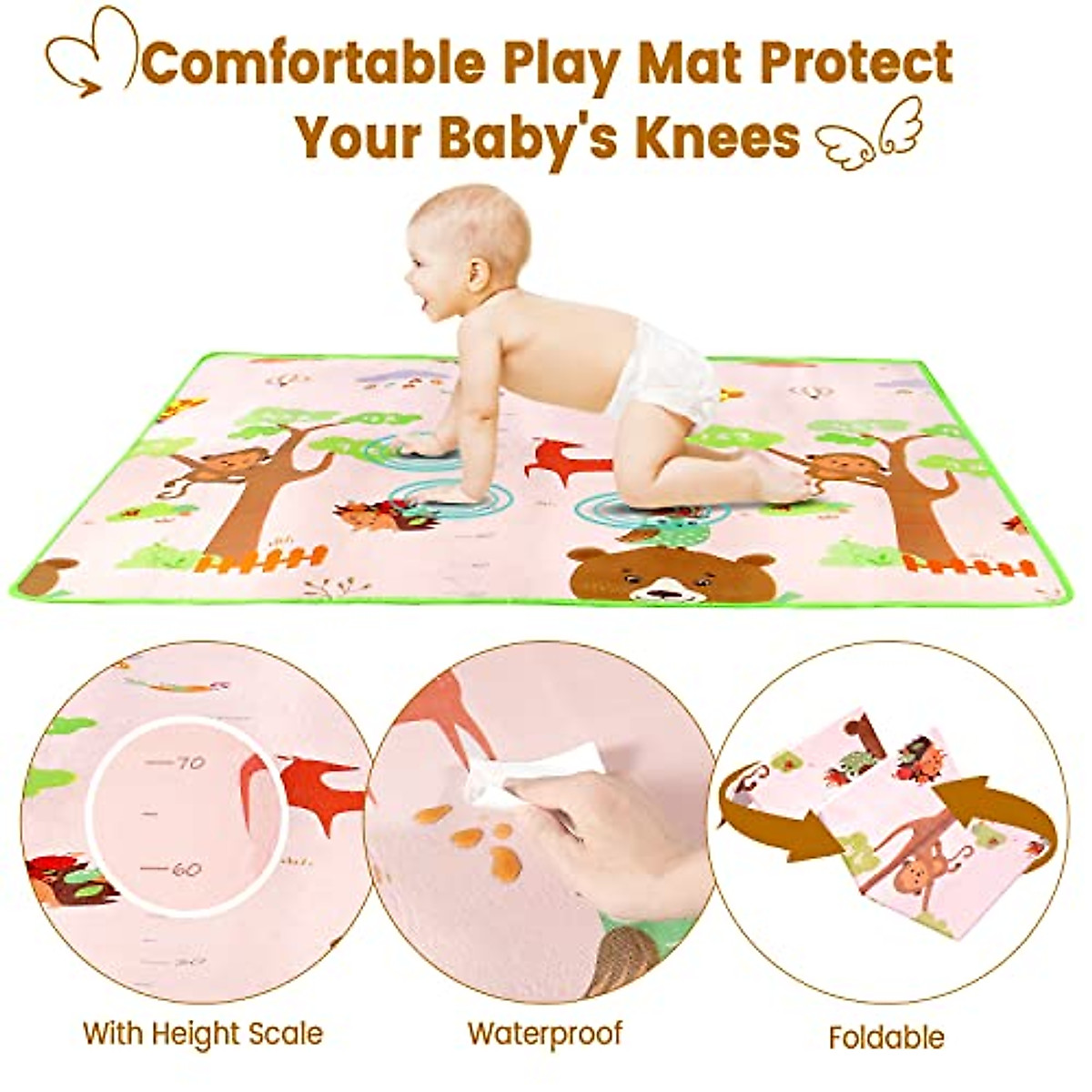 Baby Playpen with Mat,70"x59" Baby Playpen for Babies and Toddlers,Kids Playard Activity Center with Anti-Slip Design,Zipper Gates with Visible Mesh,Hand Rings