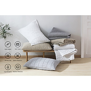 HORIMOTE HOME Quilt Set King Size, Stone-Washed Chic Rustic Beige Coverlet with Classic Triangle Stitched Pattern, Ultra Soft Lightweight Quilted Bedspread for All Season, 3 Pieces