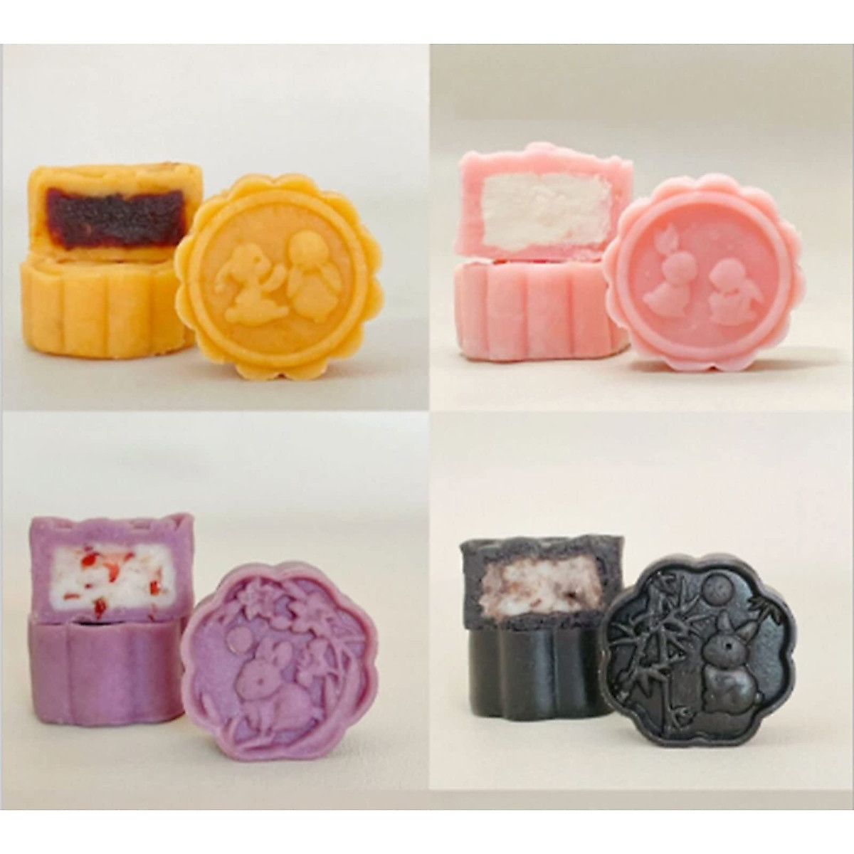 Fruit mid-autumn moon cake press mold, hand-pressed mooncake dessert DIY with 1 stamp flower, moon cake puff pastry press mold DIY (1 Strawberry Stamp-1)