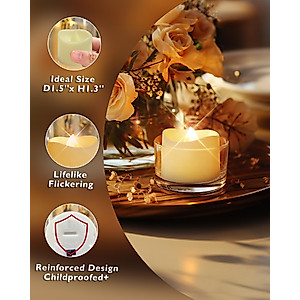 Homemory 24-Pack Flameless LED Tea Lights Candles Battery Operated, 200+Hour Fake Electric Candles TeaLights for Votive, Aniversary, Wedding Centerpiece Table Decor, Funeral, Halloween, Christmas