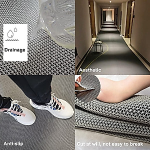 Nisorpa Commercial Drainage Mat 3x10 Ft 0.22'' Thick Non Slip Wet Area Floor Mat Pool Drain Floor Mat Garage Pools Restaurant Bars Bathroom Patio Outdoor Indoor Splash Matting, Grey