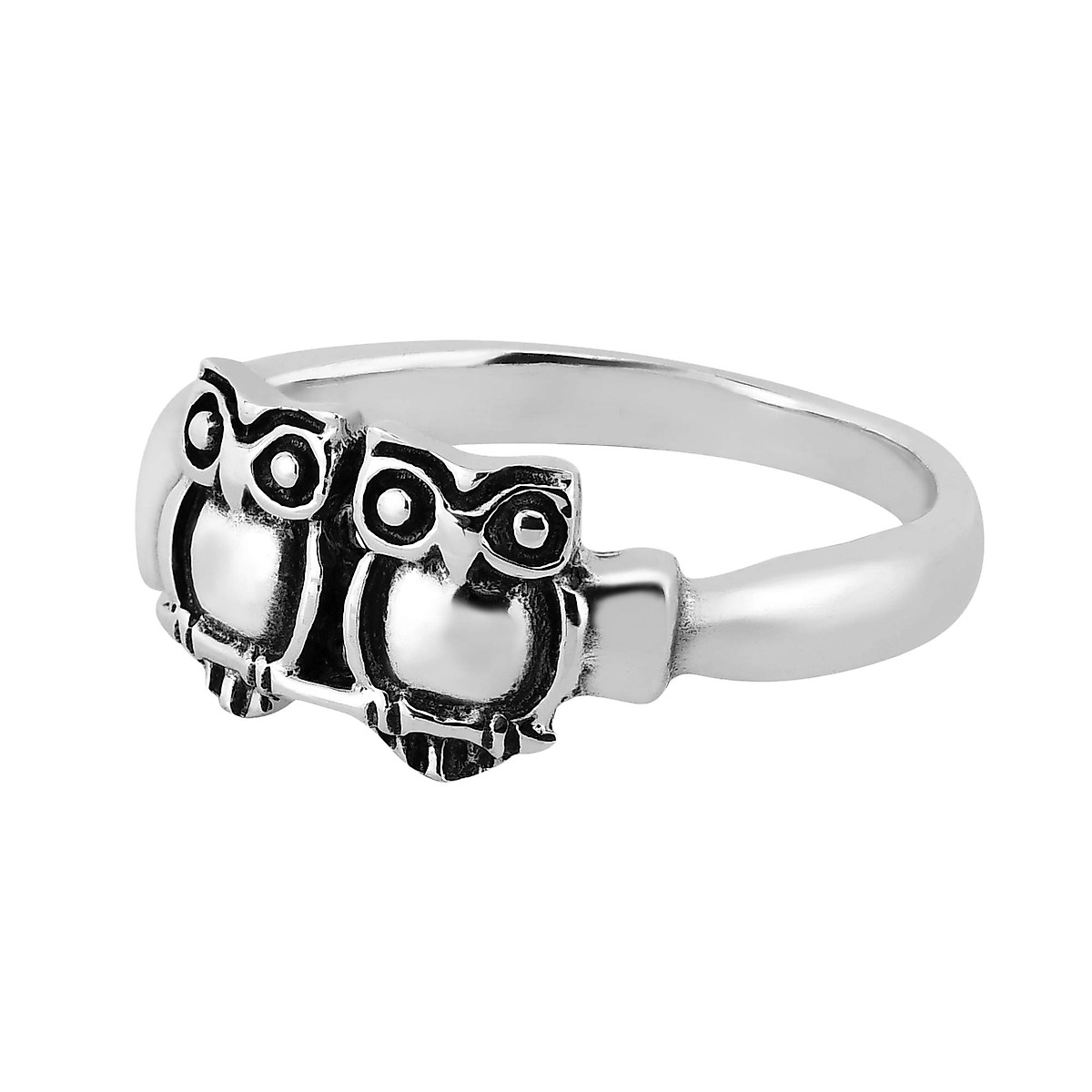 AeraVida Protective Owl Couple in Love .925 Sterling Silver Band Ring (8)