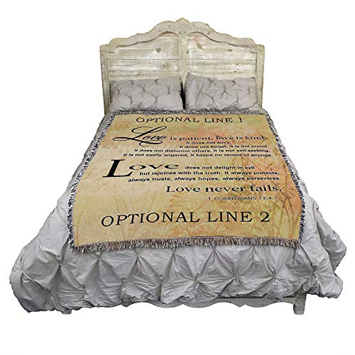 Pure Country Weavers Love is Patient Love is Kind Blanket 3 - Scriptures - 1 Corinthians 13 - Personalized - Custom Wedding Gift Tapestry Throw Woven from Cotton - Made in The USA (72x54)