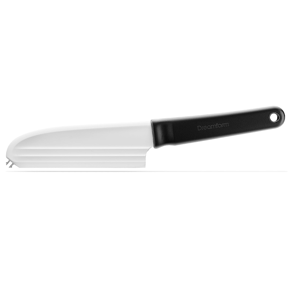 Dreamfarm Knibble Lite 3-in-1 Non-Stick Cheese Knife for Charcuterie, Slicing, Spreading, with Built-in Fork to Serve & Share Foods - 9" Black