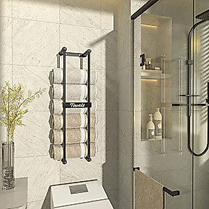 BSSOYAMM Towel Racks for Bathroom Wall Mounted, Towel Storage Organizer for Small Bathroom, Metal Towel Holder for Rolled Bath Towels, Face Towels, Hand Towels, Washcloths