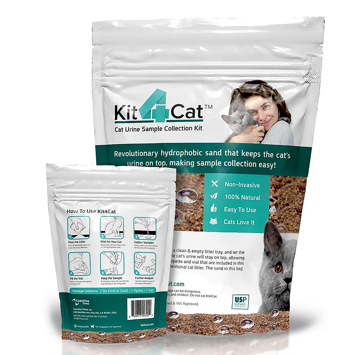 Kit4Cat Litter & Test UTI Bundle - Kit4Cat Hydrophobic Litter with CheckUp 3 Parameters UTI Testing Strips x 50
