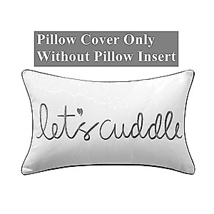 Sanmetex Let's Cuddle Decorative Lumbar Pillow Cover 12x20 Inches, Embroidery Rectangle Grey Throw Pillow Case for Bed, Bedroom, Livingroom. (30x50cm).