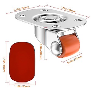 Homhoo 0.75" Self-Adhesive Caster Wheels - 360° Swivel, Strong Nano Adhesive, Steel Plate, 30 Lbs Load Capacity Per Caster, Easy Install - Pack of 16