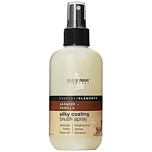 Isle of Dogs - Everyday Elements Silky Coating Brush Spray For Dogs - Jasmine + Vanilla - Daily Use Spray Detangler For A Softer, Smoother, Cleaner Coat Between Baths - Made in the USA - 8.4 Oz