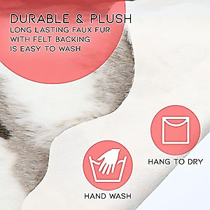 KOOBAYR Faux Cowhide Rug 5x6 feet - Cow Print Rug - Synthetic Cowhide and Western Decor Rug - Cow Rugs for Living Room Bedroom & Office Machine Washable Rug