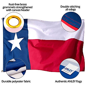 Anley Fly Breeze 3x5 Foot Texas State Flag - Vivid Color and Fade proof - Canvas Header and Double Stitched - Texas State Flags Polyester with Brass Grommets 3 X 5 Ft