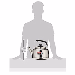 Extra Large Size 7.5 Liter Zebra Polished Mirror Finish Stainless Steel Whistling Canister Stovetop Teakettle Tea Kettle Teapot, Gas Electric Induction Compatible