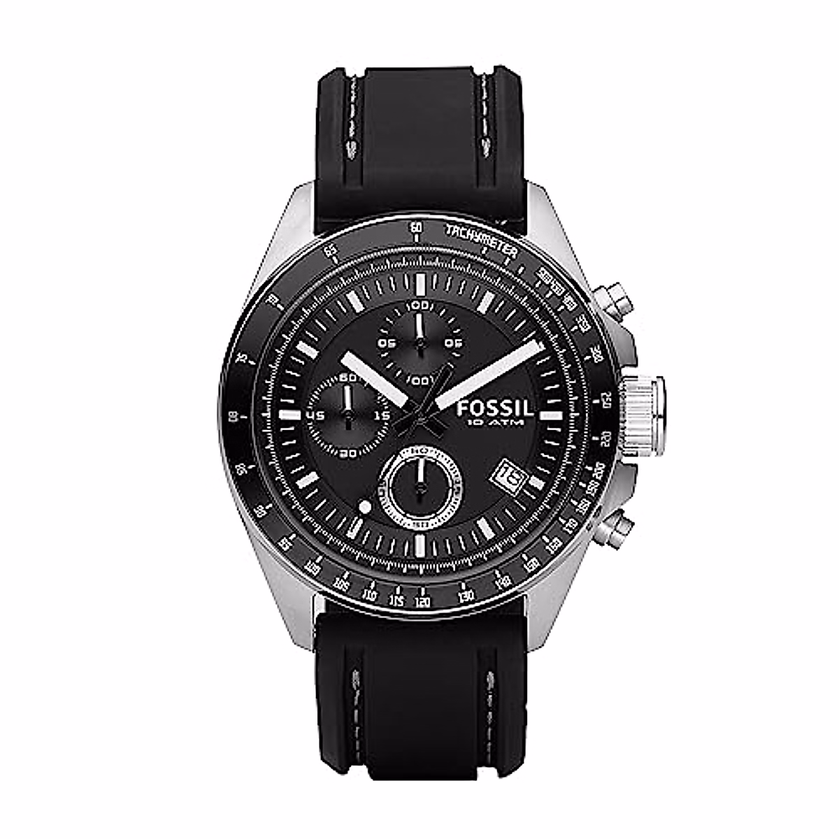 Fossil Men's Decker Quartz Silicone Chronograph Watch, Color: Silver/Black (Model: CH2573IE)