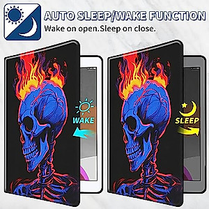 BFSEROBJ for Samsung Galaxy Tab S9 Case 360 Rotating Degree Stand Lightweight Protective Smart Cover with Auto Wake/Sleep Tablet Case for Samsung Galaxy Tab S9 5G 11 inch 2023 - Fire Skull