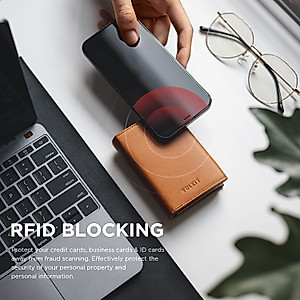 VULKIT Card Holder Wallet with Coin Pocket Magnetic Closure Pop Up Cards With ID Window Top Grain Leather Wallet for Cash & Credit Cards