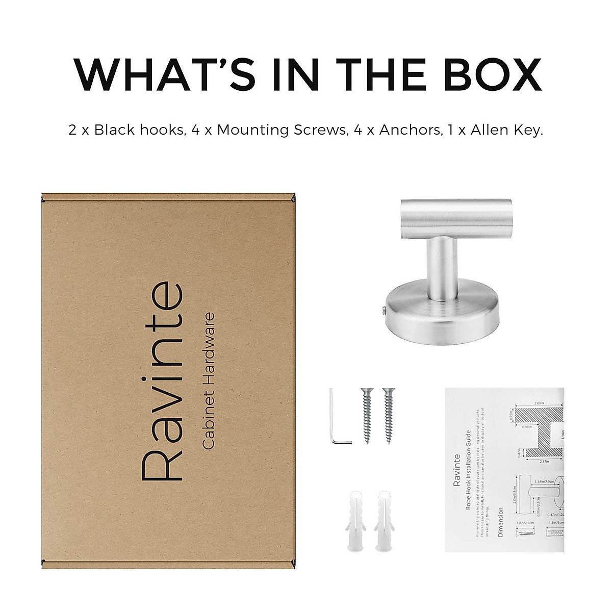 Ravinte Towel Hooks 2 Pack Brushed Nickel Bathroom Towel Hooks Wall Towel Hooks SUS 304 Stainless Steel Silver Coat Robe Clothes Hook Holder Towel Hooks for Bathroom Wall Mounted