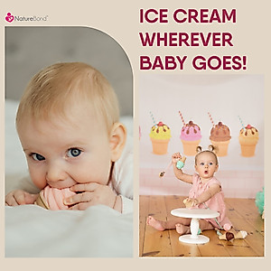 Naturebond Teething Toys - BPA Free Ice Cream Baby Teethers for Babies 0-6 Months, 6-12 Months, Must Have for Baby Teething Relief, Baby Toys 0-6 Months with Free Silicone Sling Pacifier Holder Clip