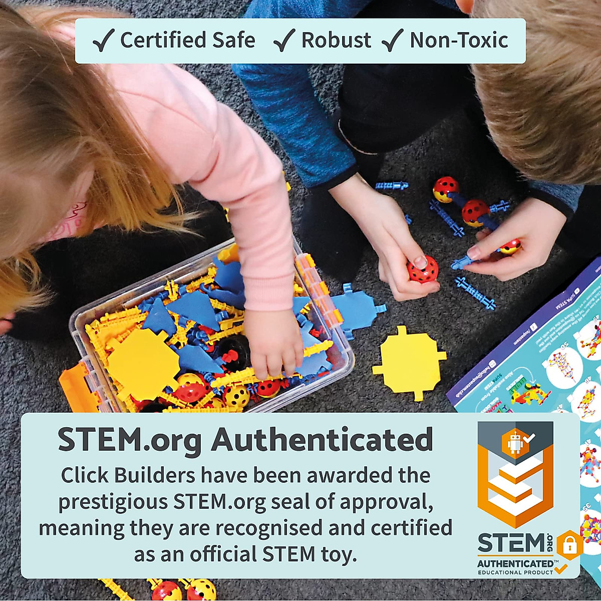 SUPA STEM Click Builders Kids Building Toys | 160 pcs Building Toys for Kids Ages 3-5, 6, 7 and Building Blocks for Kids Ages 4-8 | Educational Kids Construction Toys for 3 Year Old Boys and Girls +