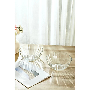 NiLor Salad Glasses Bowls Set of 2 Clear Glass Bowls, Fruit Bowls, Soup Bowls, Vegetable Bowls, Serving Bowls, Pasta Bowls Candy Bowl Fruit Bowl for Kitchen and Home Dining - 21 Ounce