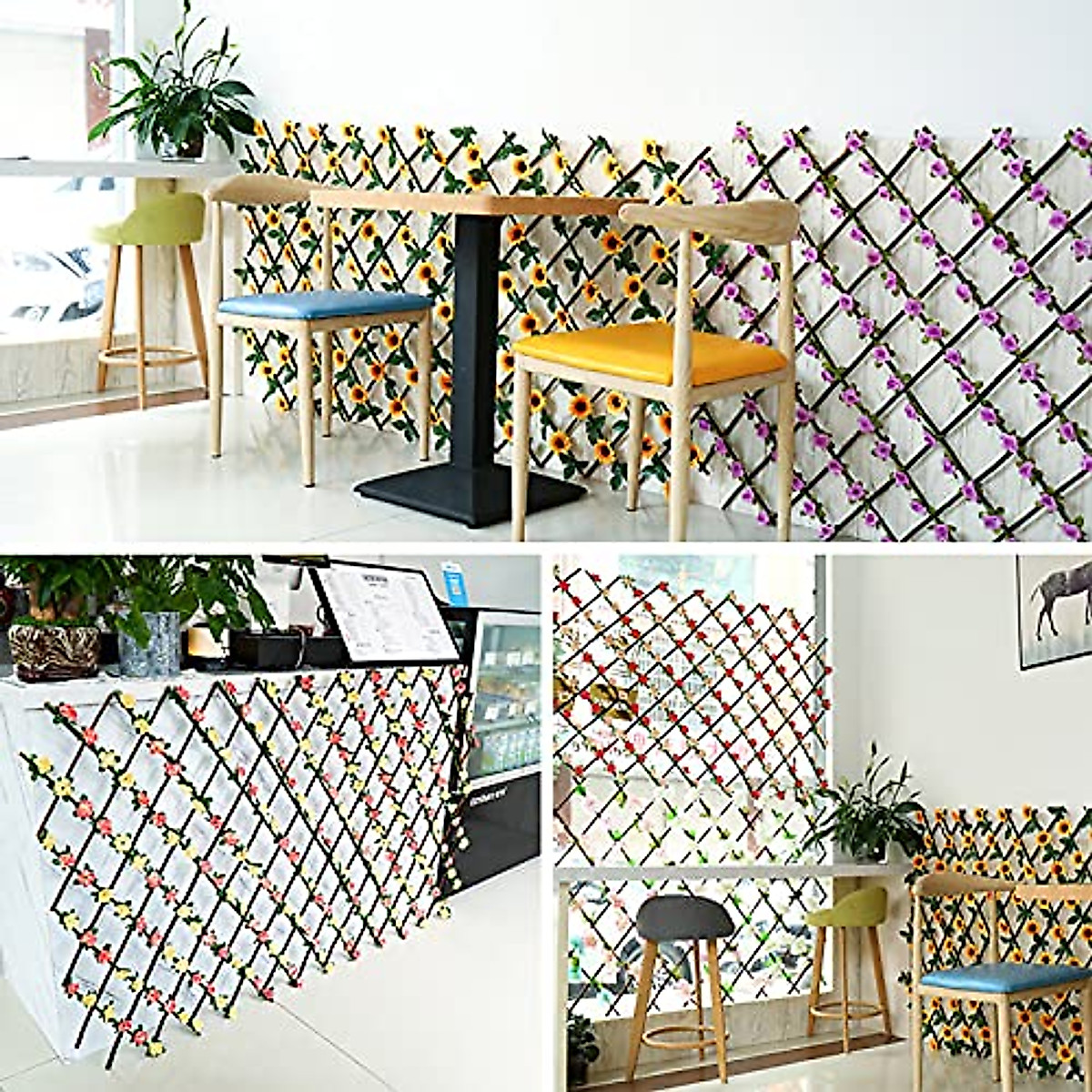 ZXCFTG Artificial Flower Fence Screen, Artificial Hedge with Flowers Expandable Fence Privacy Screen for Backdrop Garden Backyard Home Decorations