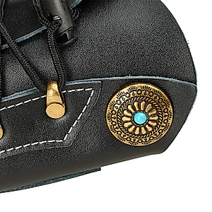 Huntingdoor Archery Arm Guards Leather Arm Guard Adjustable Forearm Guard Protective Gear Gauntlet Cuff Medieval Bracers for Hunting Shooting