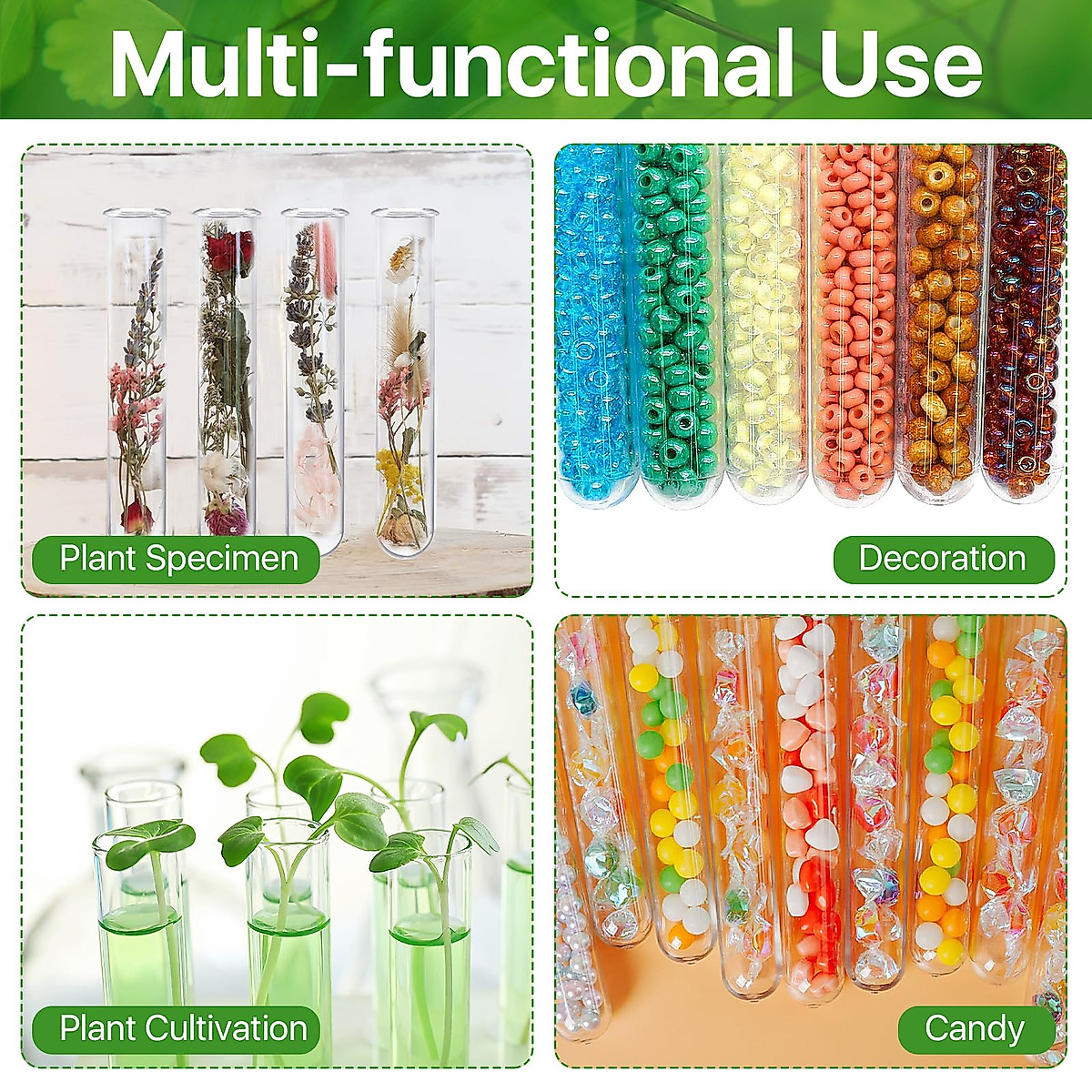 Akamino 15 Pcs Clear Test Tubes for Plant Propagation Station, Acrylic Test Tubes for Scientific Experiments,30 ml Round Bottom Test Tubes for Hydroponic Flowers Home Office -0.78" Diameter