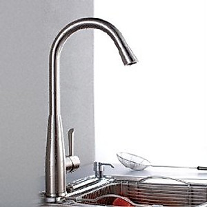 Faucetland 006001857 Contemporary Solid Brass Kitchen Faucet - Nickel Brushed Finish
