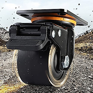 Swivel Castor Wheel Trolley Furniture Caster Mute Castor Wheels,for Furniture Trolley Crib Casters Kitchen Cabinet Universal Castors, 360 Degree Swivel Castors, 4 Brake Casters,Black Castor Wheel (C