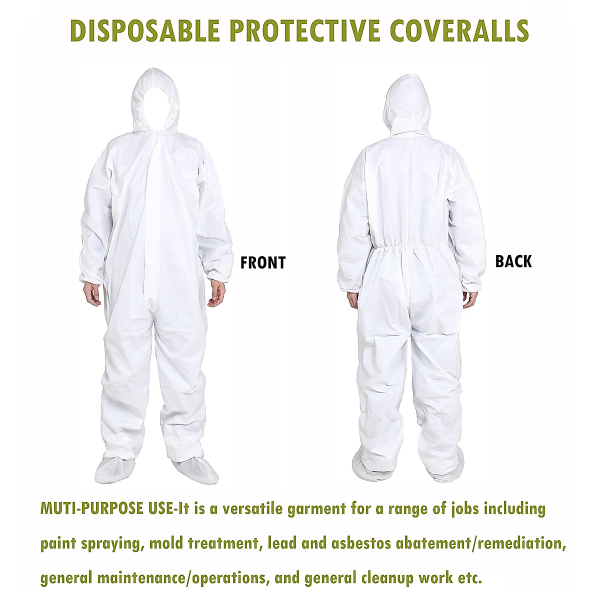 SYINE 3 Pack Large Disposable Protective Coverall Suit with Hood,Painters Coveralls,SF Material for Spray Painting Cleaning Work