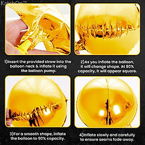 KatchOn, Large Gold Balloons - 22 Inch, Pack of 14 | Gold Foil Balloons for Gold Party Decorations | Round 4D Chrome Gold Balloons, Gold Mylar Balloons | New Years Balloons, New Years Decorations 2025