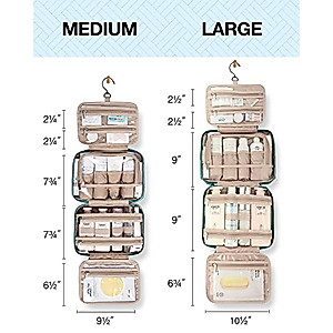 BAGSMART Toiletry Bag Hanging Travel Makeup Organizer with TSA Approved Transparent Cosmetic Bag Makeup Bag for Full Sized Toiletries (Blue, Large)