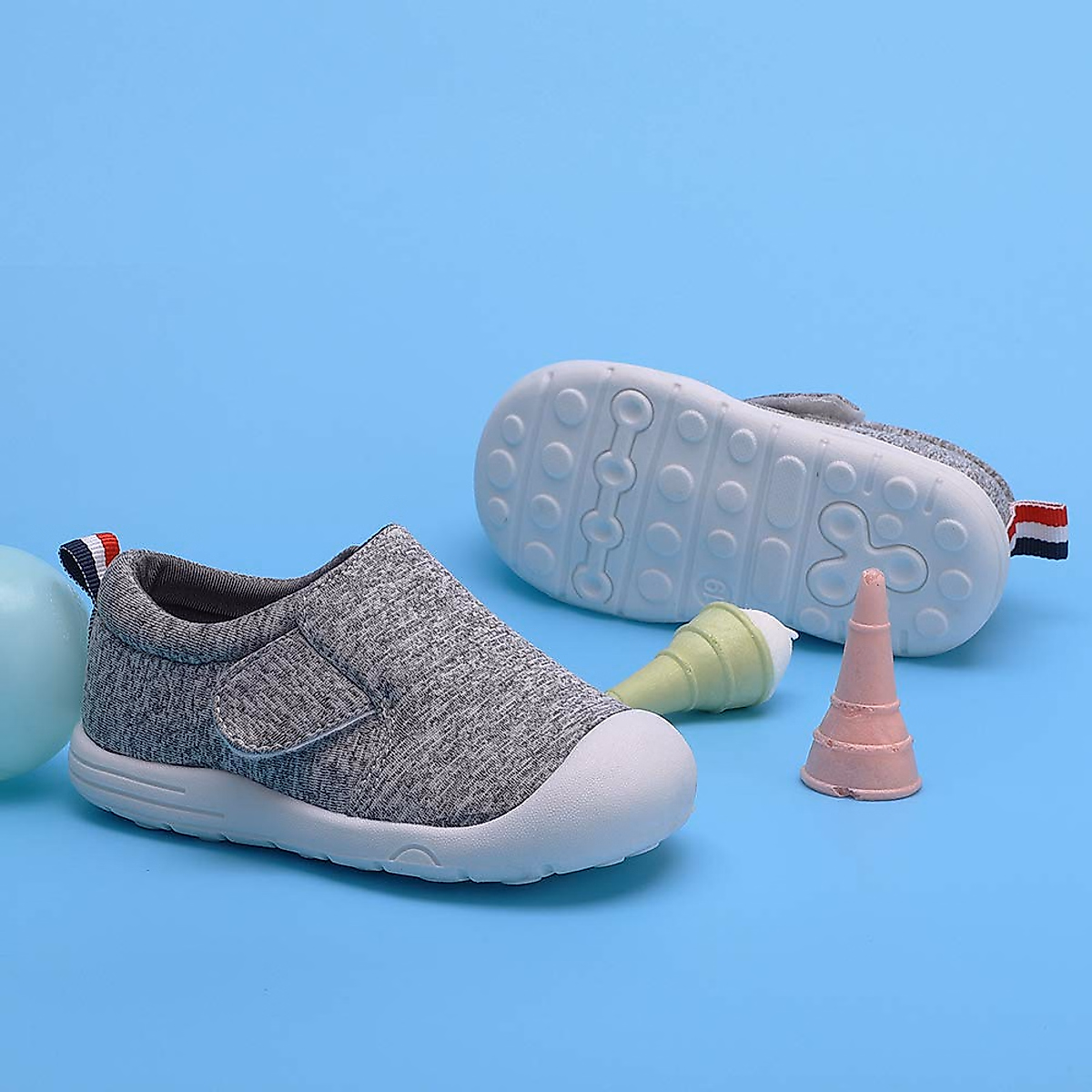 peggy piggy Baby Shoes Boy&Girl Infant Sneakers Non-Slip First Walking Shoes Breathable Mesh Shoes 12 Months(20313-gry-17)