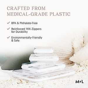 Maple & Lark Bliss Bins - Hard Sided Clear Zipper Case for Storage - Professional-Grade Plastic Clear Zipper Pencil Case, Toiletry Pouch, Travel Organizer, Cosmetic Bag, Toy Storage Bins (2 Pack, M)