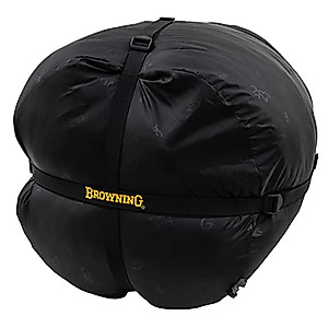 Browning McKinley 0° Sleeping Bag - Oversize Insulated Hooded Rectangle Made with Ripstop Outer and Brushed Polyester Liner, with Compression Stuff Sack, Charcoal/Gray