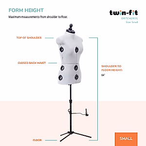 Dritz Twin-Fit Adjustable Dress Form, Small, Silver Gray