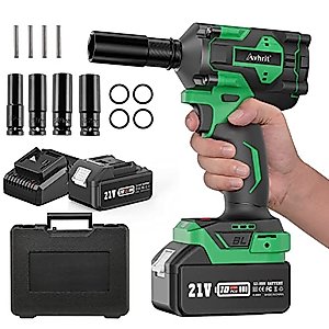 Avhrit Impact Wrench with a Battery, 650Nm/479ft-lbs Impact Wrench 1/2, Cordless Compact Impact Wrench, Brushless Impact Driver Kit for Car Tires Home