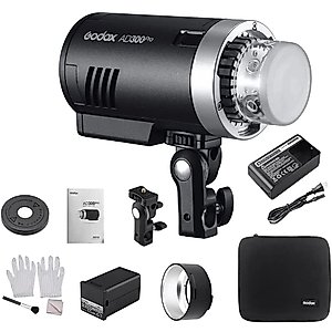 Godox AD300Pro Outdoor Strobe Flash Light, 2.4G Wireless 300Ws TTL 1/8000s 320 Times Full Power Flash Rechargeable Battery Compatible with Canon Nikon Sony FUJIFILM Panasonic Pentax Olympus