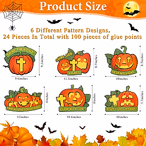 24 Pcs Thanksgiving Pumpkin Cutouts Halloween Jesus Cutouts Decor Thanksgiving Cardboard Door Sign Fall Autumn Wall Religious Holiday Decor for Christian Classroom Bulletin Board Party Favor Supplies