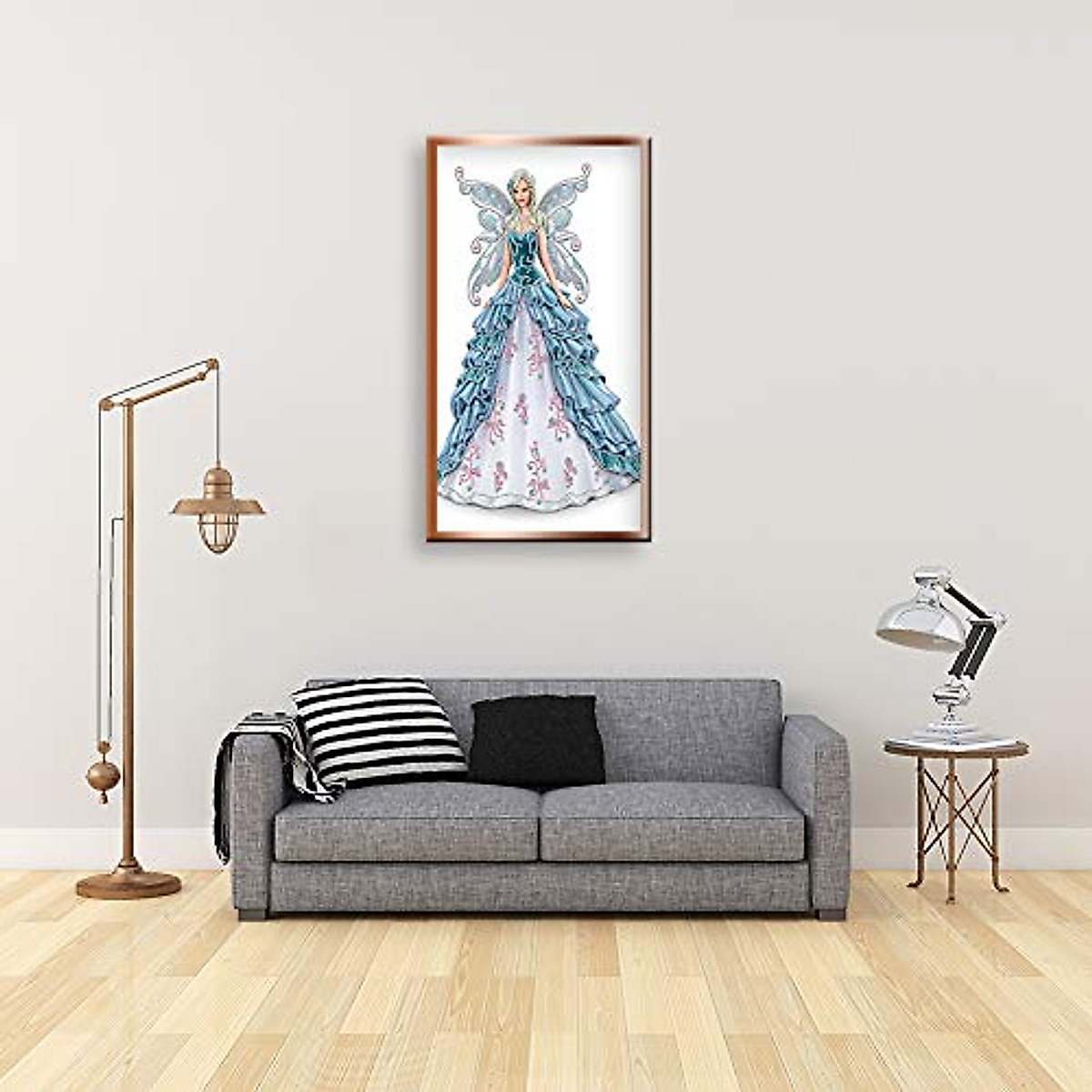 LUSandy 5D Diamond Painting Angel Elegant Lady Partial Drill Special Shaped Crystal Rhinestone Women Diamond Art Kits for Adults and Kids Home Wall Decor 12 x 20 inch - Blue and White Angel