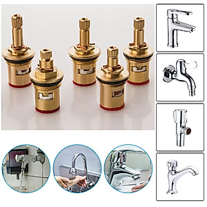 Faucet Ceramic Stem Cartridge Valve, G1/2" Brass Tap Ceramic Disc Cartridge Replacement for Bothroom Kitchen (Type A1- H44mm)