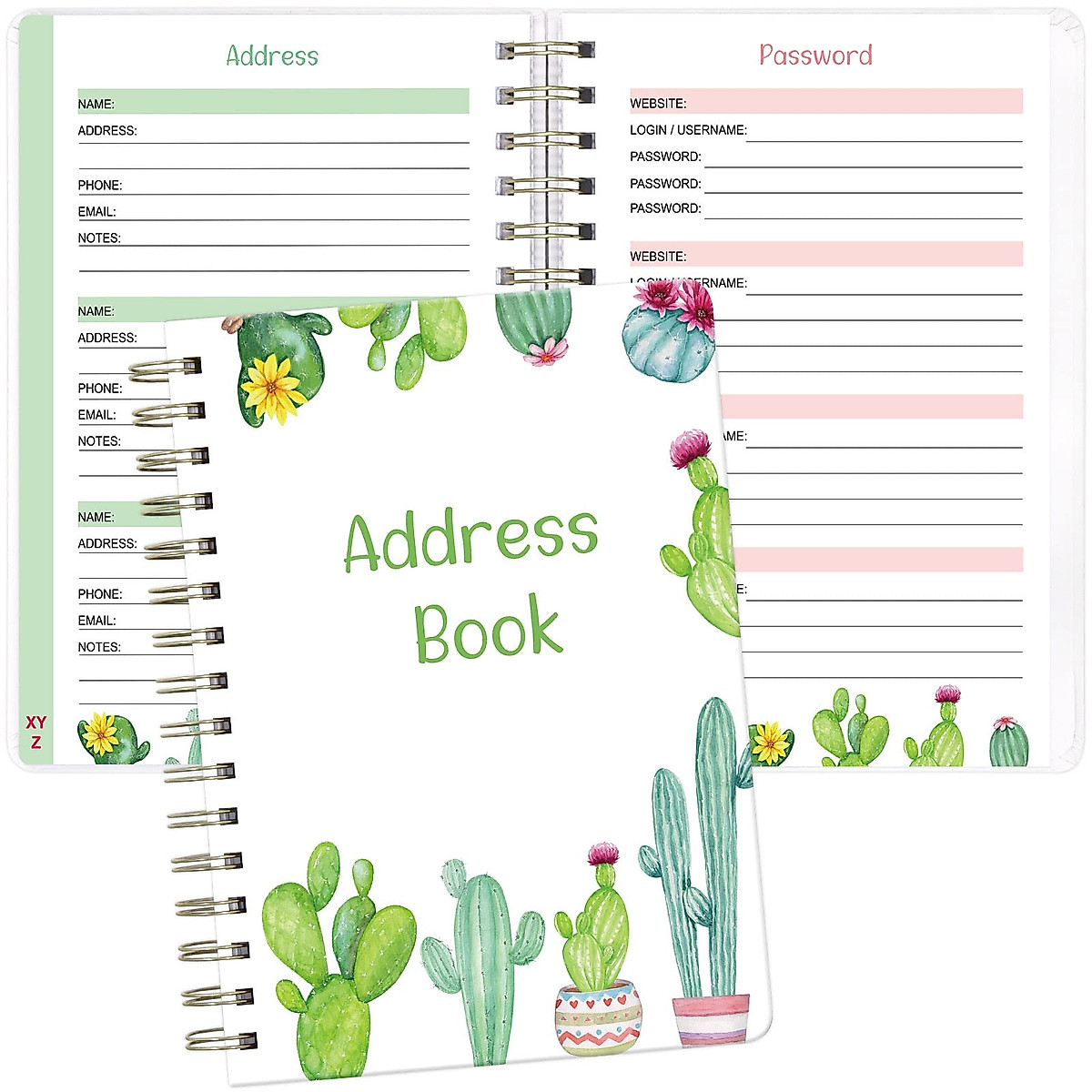 Address Book with Alphabetical Tabs Internet Phone Contact Password Notebook Keeper 8.25 X 6.2 inch 120 Pages