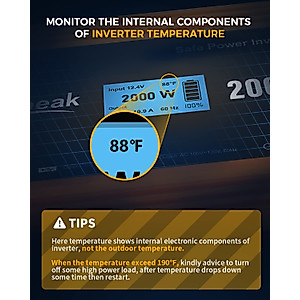 Ampeak 2000W Power Inverter with Remote 3AC Outlets 6.2A USB Ports Inverter DC 12V to AC 110V 17 Protections Inverter for Vehicles