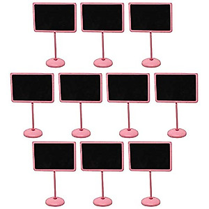 10pcs Mini Blackboard Mini Wooden Wedding Blackboard Chalkboard Place Cards Message Board Label Table with Stand Base - Pink