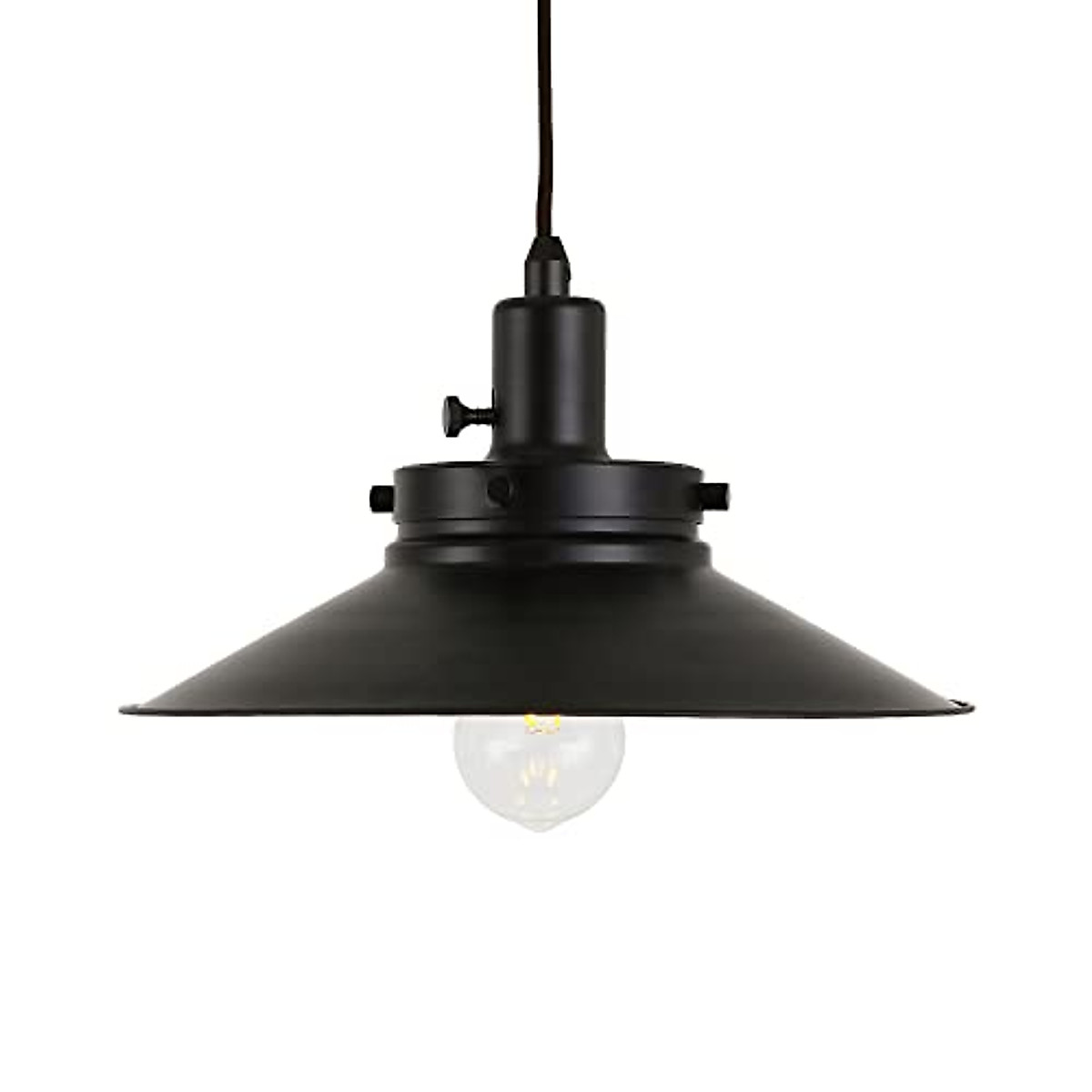 Henn&Hart 29" Tall Wide Brim/Pulley System Table Lamp with Metal Shade in Blackened Bronze/Blackened Bronze, Laptop Desk, Computer Desk, Home Office