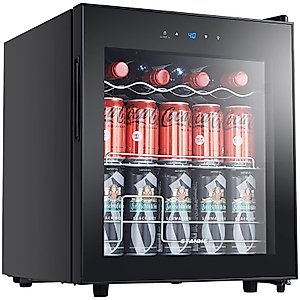 STAIGIS Beverage Refrigerator, 1.6 Cu.ft Mini Fridge w/ 45 Can Capacity, Small Beverage Cooler for Home - Freestanding, Glass Door